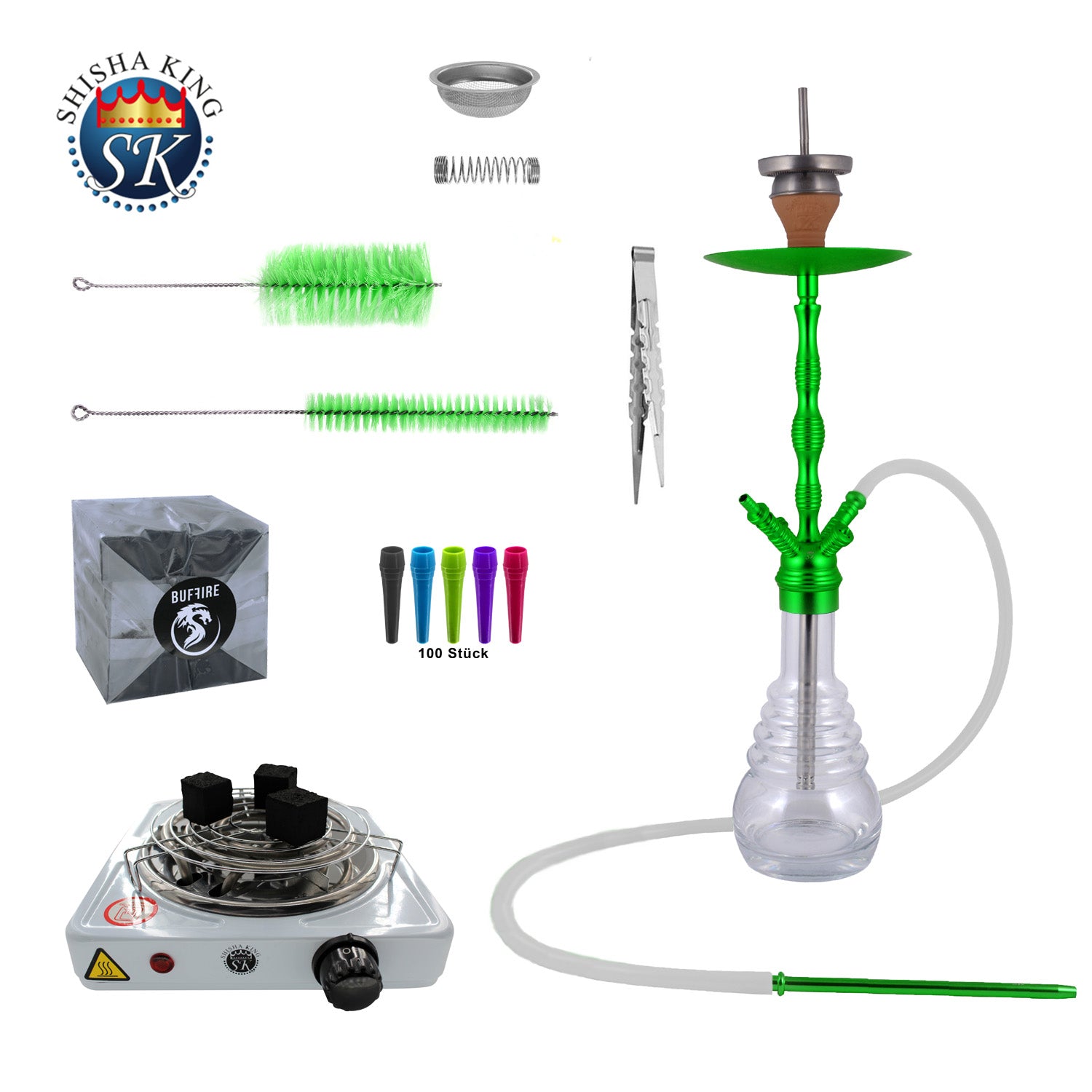 SKS 610 V.A.P.O.R. Mega Set - Green / Clear – Shisha King